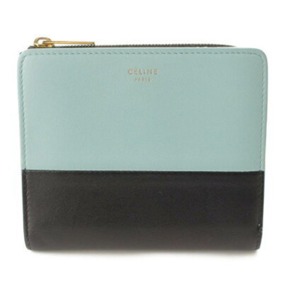 Celine | Bags | Celine Logo Wallet Bifold Blue X Black | Poshmark